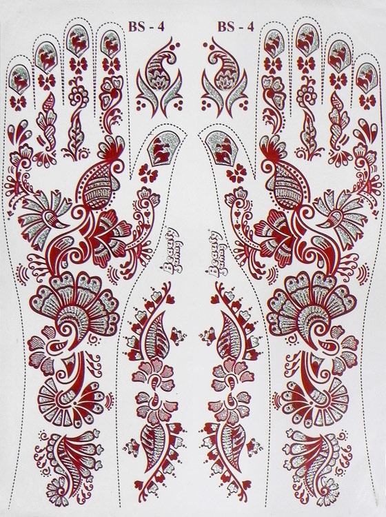 Multi Color Mehndi Designs Sticker For Hand