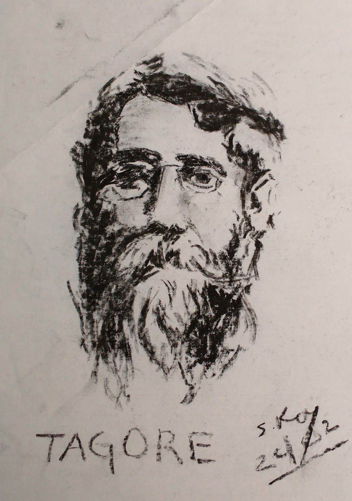 Rabindranath Tagore - a study in charcoal