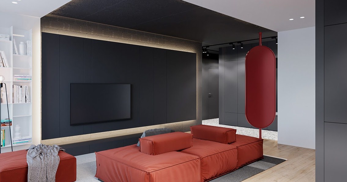 21 Gambar rumah Interior Modern Dengan Perpaduan Merah dan Abu-abu ...