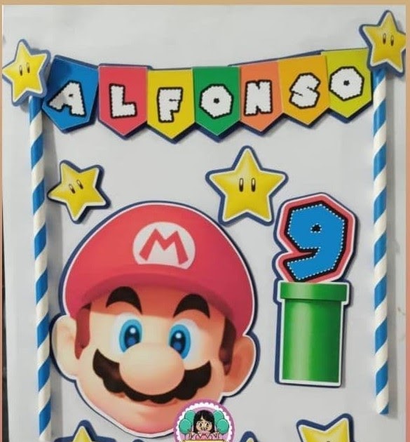 Topper Banderín Mario Bross Alfonso 9 - Mis Toppers Tus Toppers