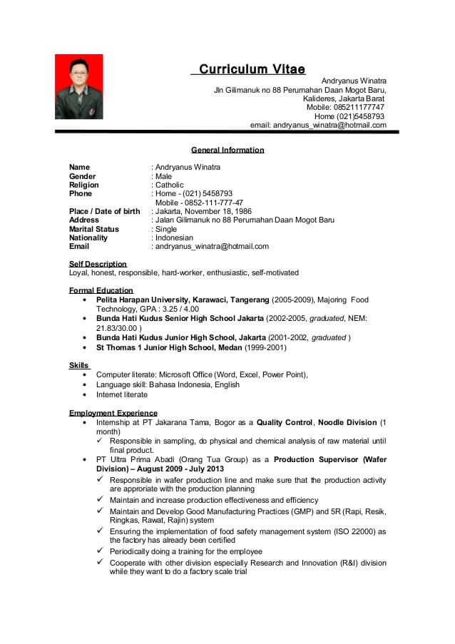 Contoh Cv Bahasa Inggris Untuk Beasiswa Gawe Cv - Riset