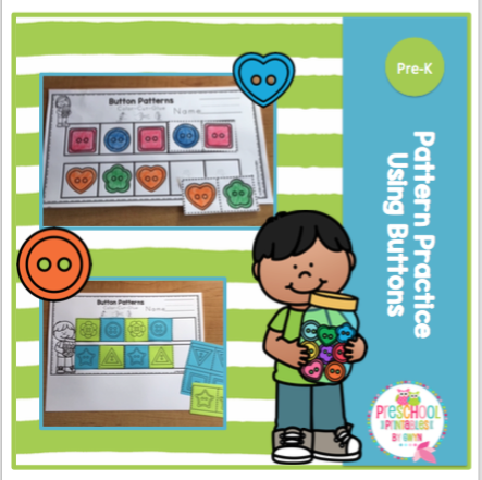 Pattern Practice Using Buttons Worksheets ~ Preschool Printables