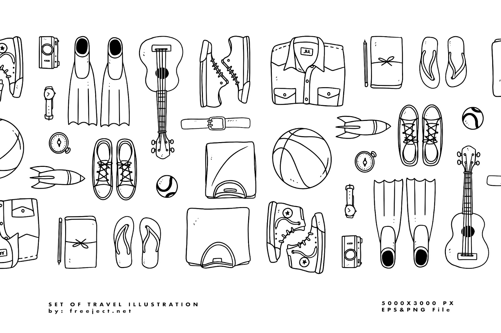 Free Download 17 Travel set Vector Illustration - PNG & EPS File