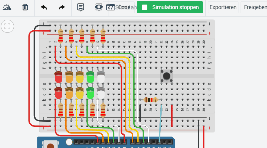 Tinkercad Übung 7 Led Lauflicht 1