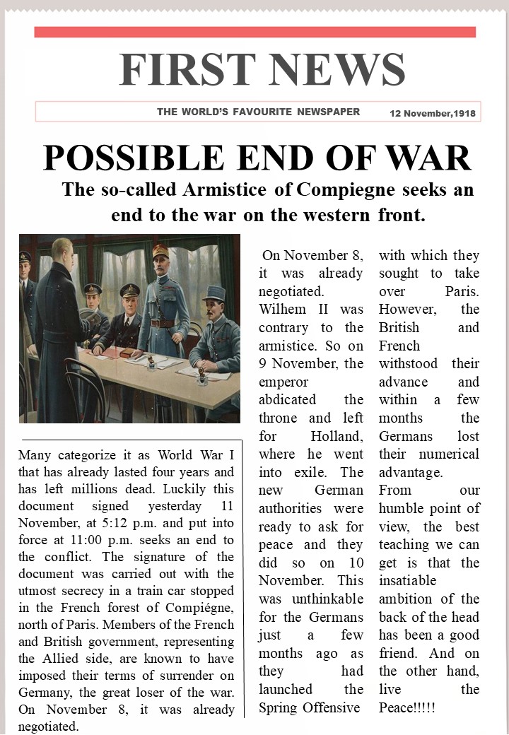 The Historical Newspaper Project: FIRST NEWS - UNIT 5