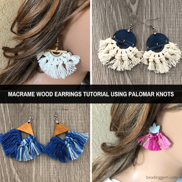 How to Make Macrame Wood Earrings Using Palomar Knots / The Beading Gem