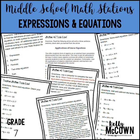 Kelly McCown: Teaching Expressions and Equations {Grade 7}