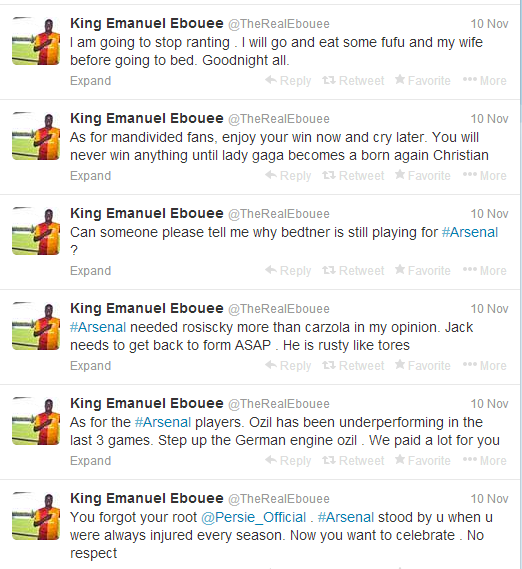 Welcome To Sportunes: Eboue Calls Out Robin Van Persie On Twitter