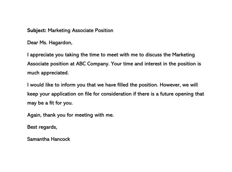 Rejection Letter Template After Interview ~ Resume Letter