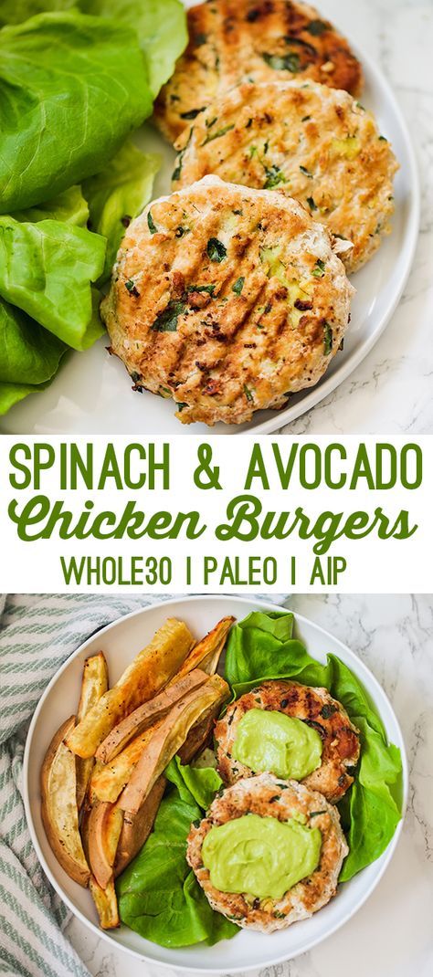 Spinach Avocado Chicken Burgers (Whole30, Paleo, AIP) - Secret ...