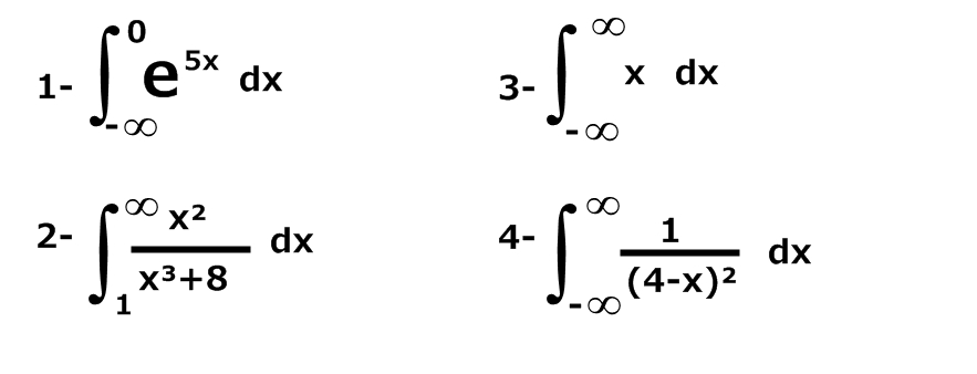 INTEGRAIS IMPRÓPRIAS - Exercícios de Calculo 2 [INTEGRAIS IMPRÓPRIAS]