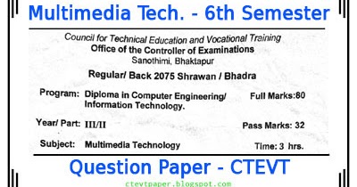 Multimedia Technology | Question Paper | CTEVT