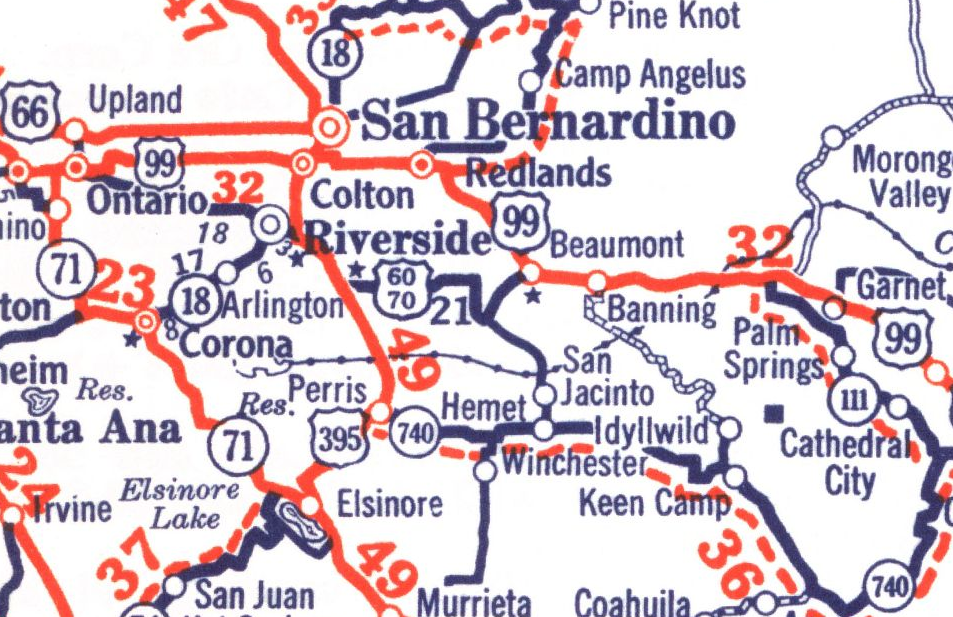 California State Route 60/Former US Route 60/70 through the Moreno ...