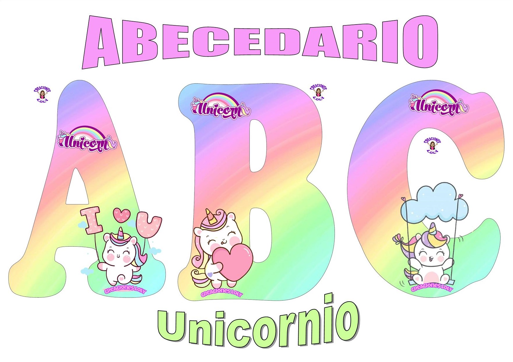 Creaciones Loly: ABECEDARIO UNICORNIO BEBE