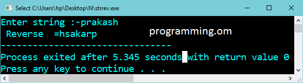 Program In C To Reverse A Given String