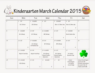 Mrs. Kulcsar's Kindergarten Korner: March Calendar