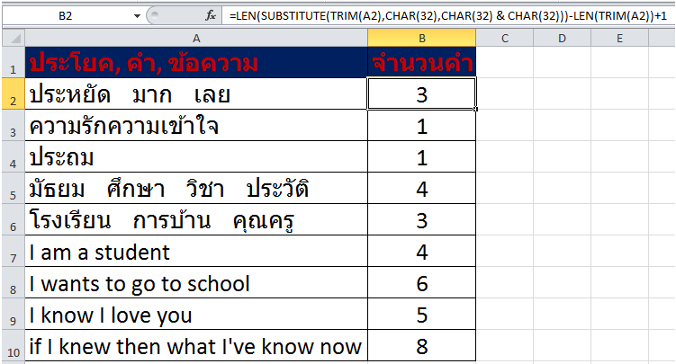 Excel ตอน สร้างโปรแกรมนับจำนวนคำ Count Words สูตร Excel รวมสูตร Excel ฟังก์ชั่น Excel