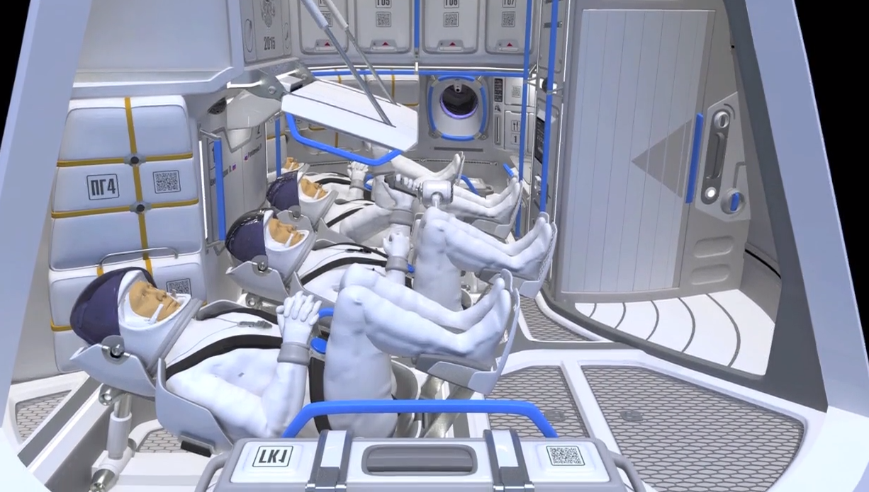 El interior de la nueva nave espacial rusa PTK-NP