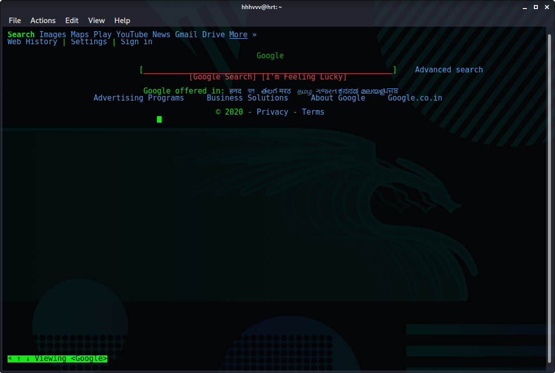 Browser search from terminal with W3M