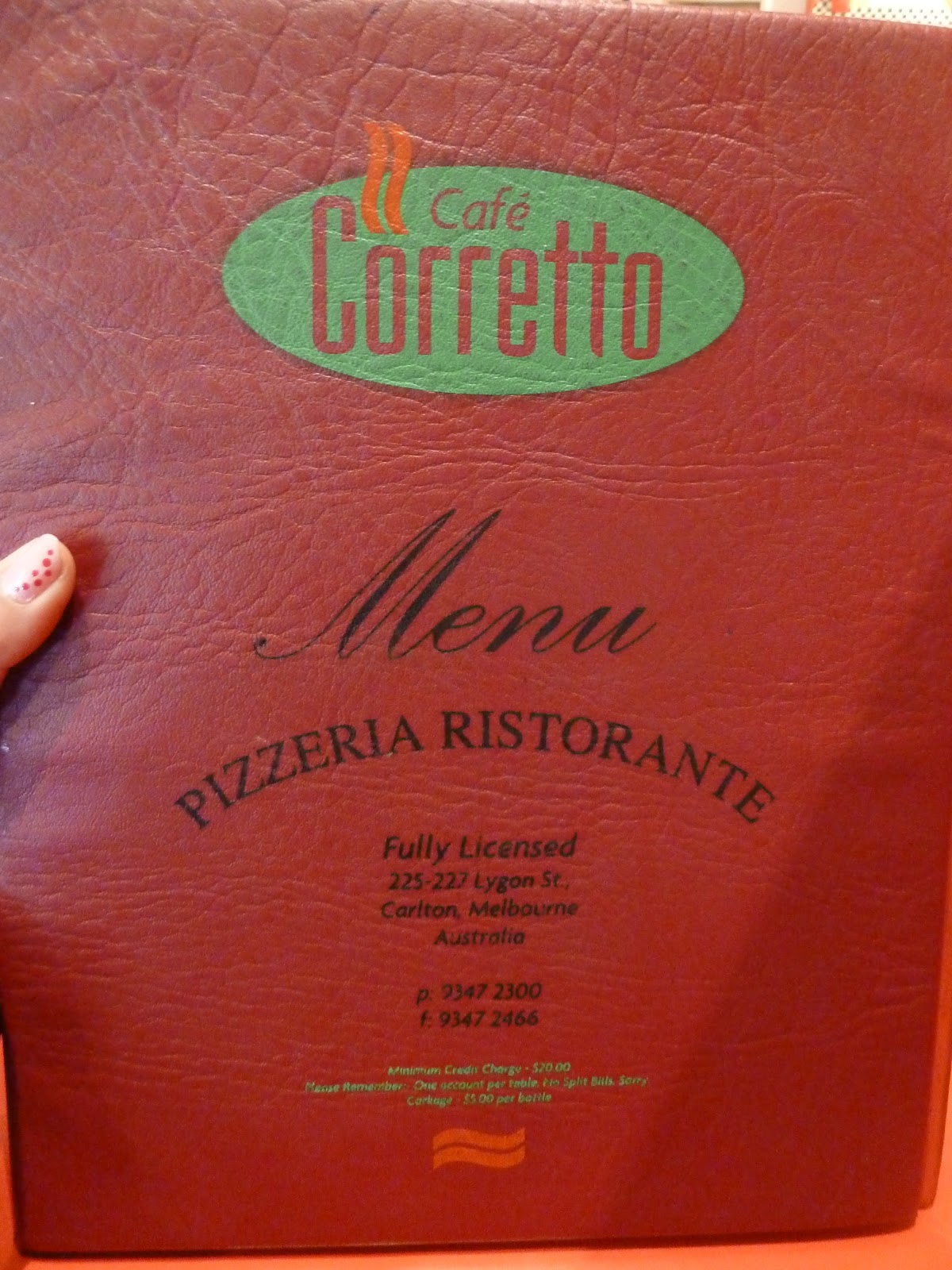 Cafe Corretto, Lygon St, Melbourne - my name is Food.