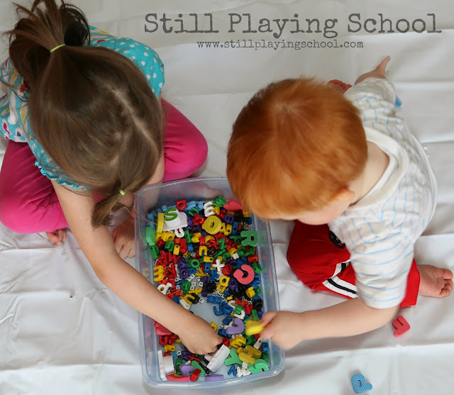 Alphabet Sensory Bin | Still Playing School
