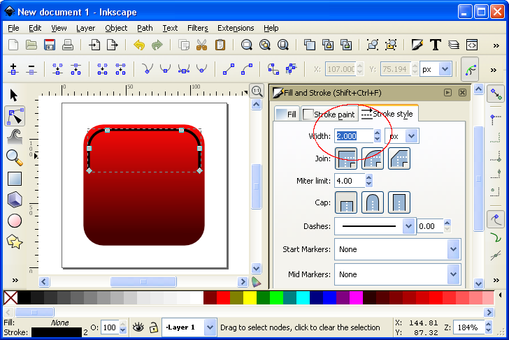 Fast method to create a button icon with a 3-D effect using Inkscape