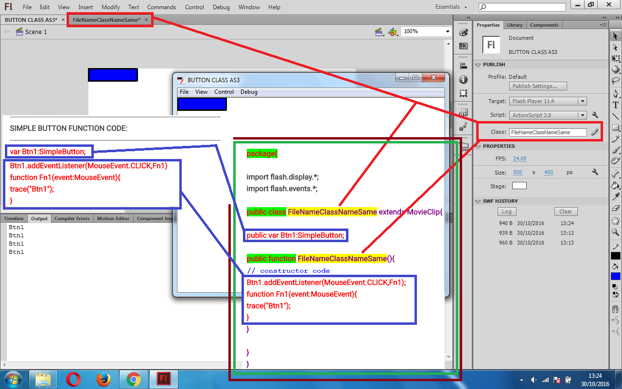 BUTTON FUNCTION AS3 AND BUTTON CLASS AS3 - Flash College