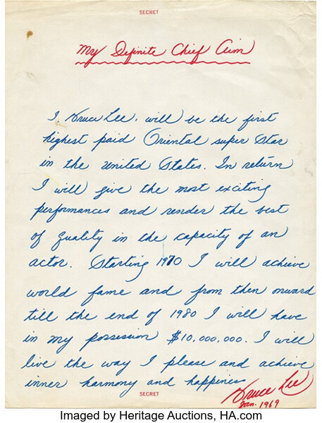 The True Story of Bruce Lee's "Definite Chief Aim" Letter