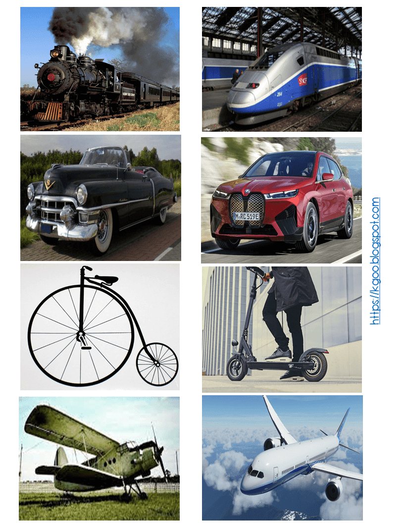 Transportation past and present PowerPoint : وسائل النقل للاطفال