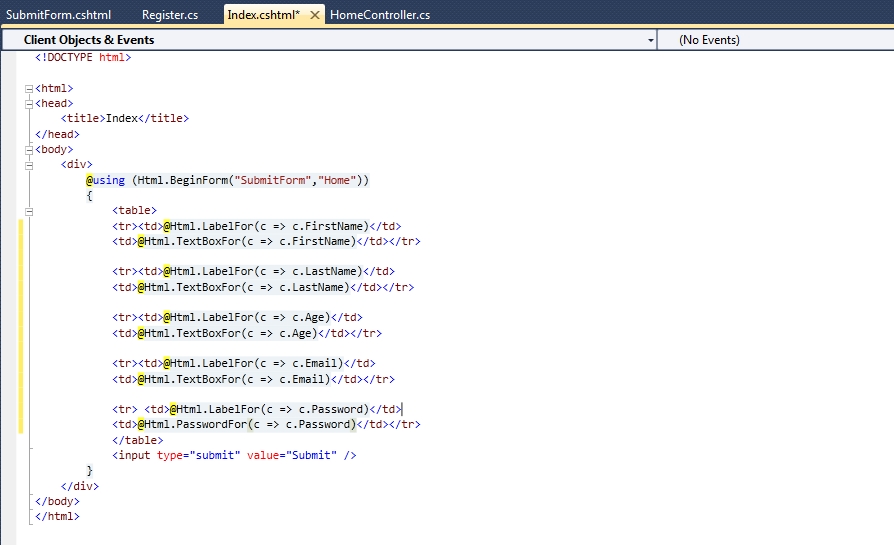 ASP.NET MVC FormCollection Example | 20Fingers2Brains