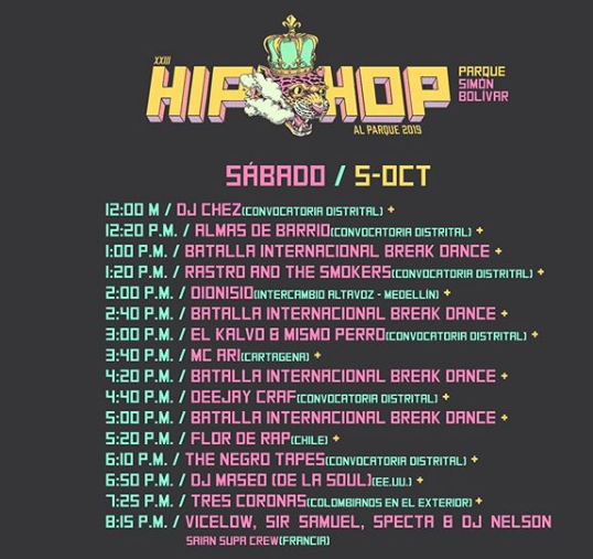 PROGRAMACIÓN OFICIAL HIP HOP AL PARQUE 2019. - DAQA HIP HOP. CULTURA ...