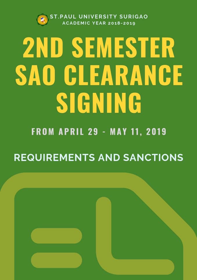 Student Clearance signing for AY 2018-2019 ~ St. Paul University Surigao