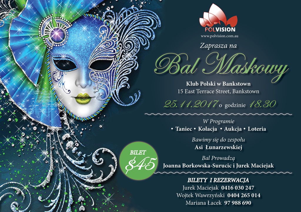 Bumerang Polski - Tablica: Bal Maskowy w Klubie Polskim w Bankstown