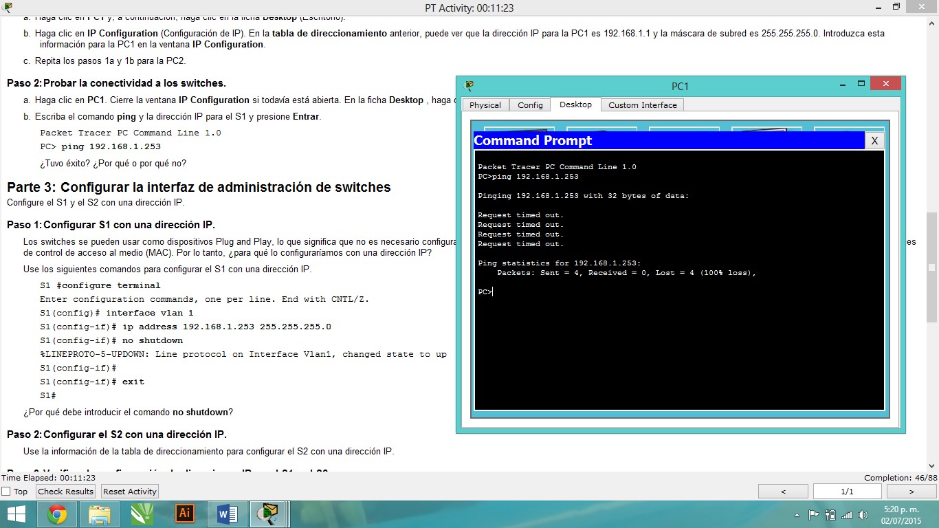 CISCO CCNA 1 v5.0: 2.3.2.5 Laboratorio