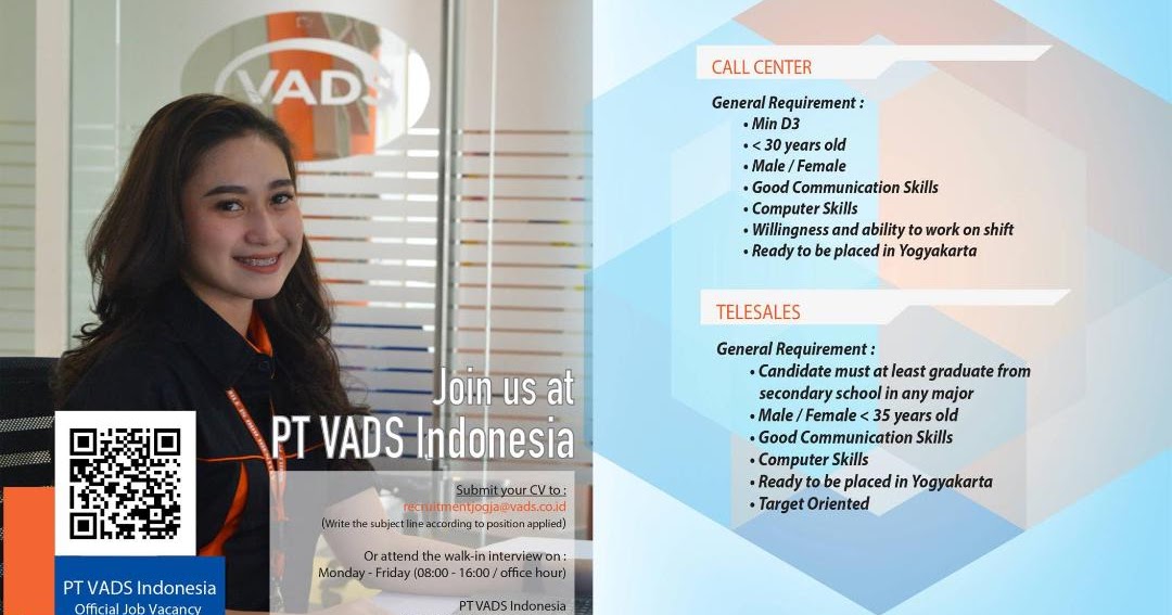 Lowongan Kerja di Yogyakarta - Call Center dan Telesales PT. Vads ...