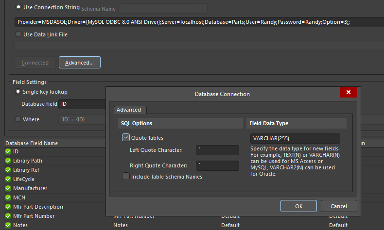 Parts: MySQL Connection Strings Parts: MySQL Connection Strings
