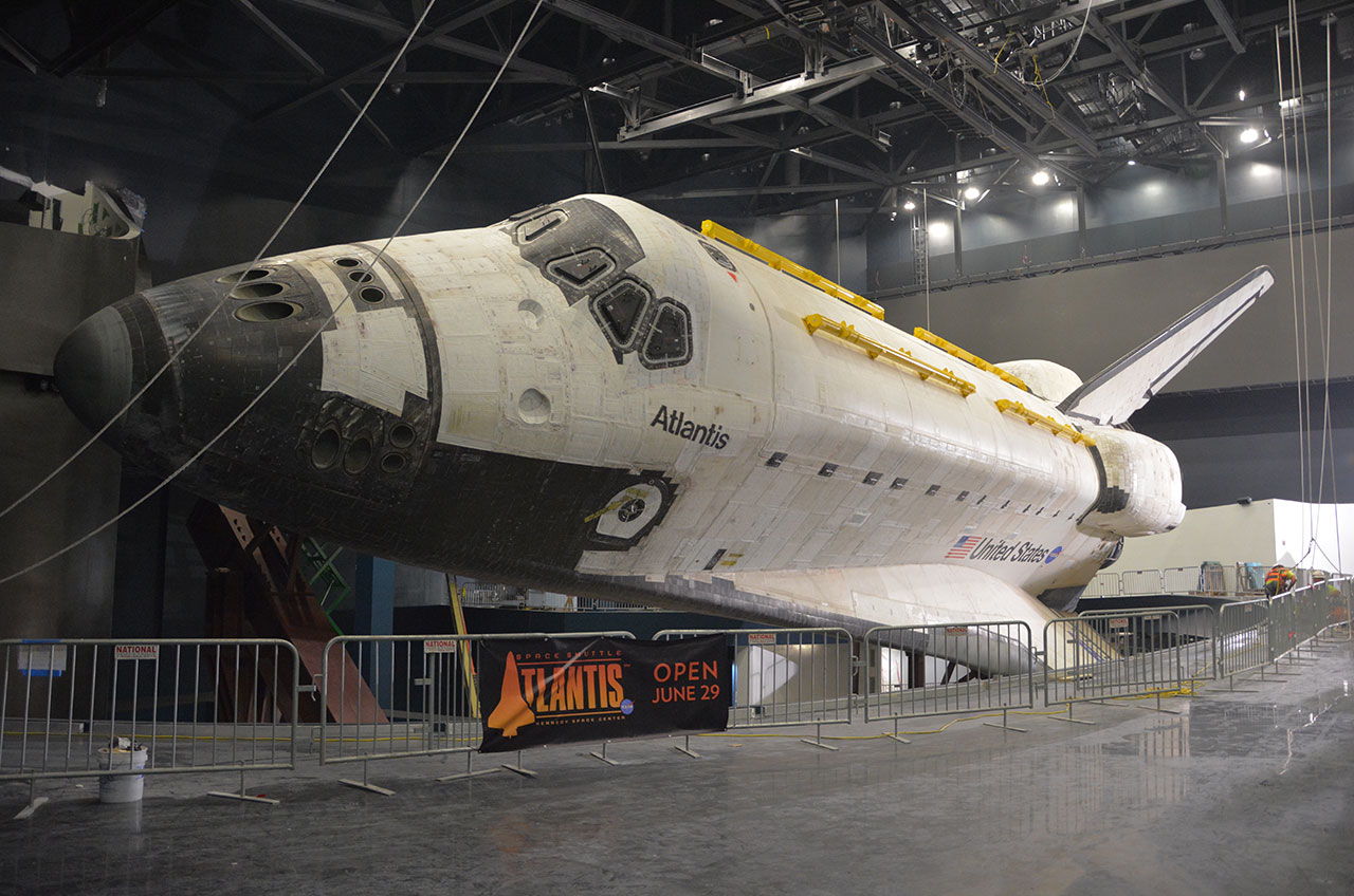 Suburban spaceman: NASA Space shuttle Atlantis (retired) exhibited