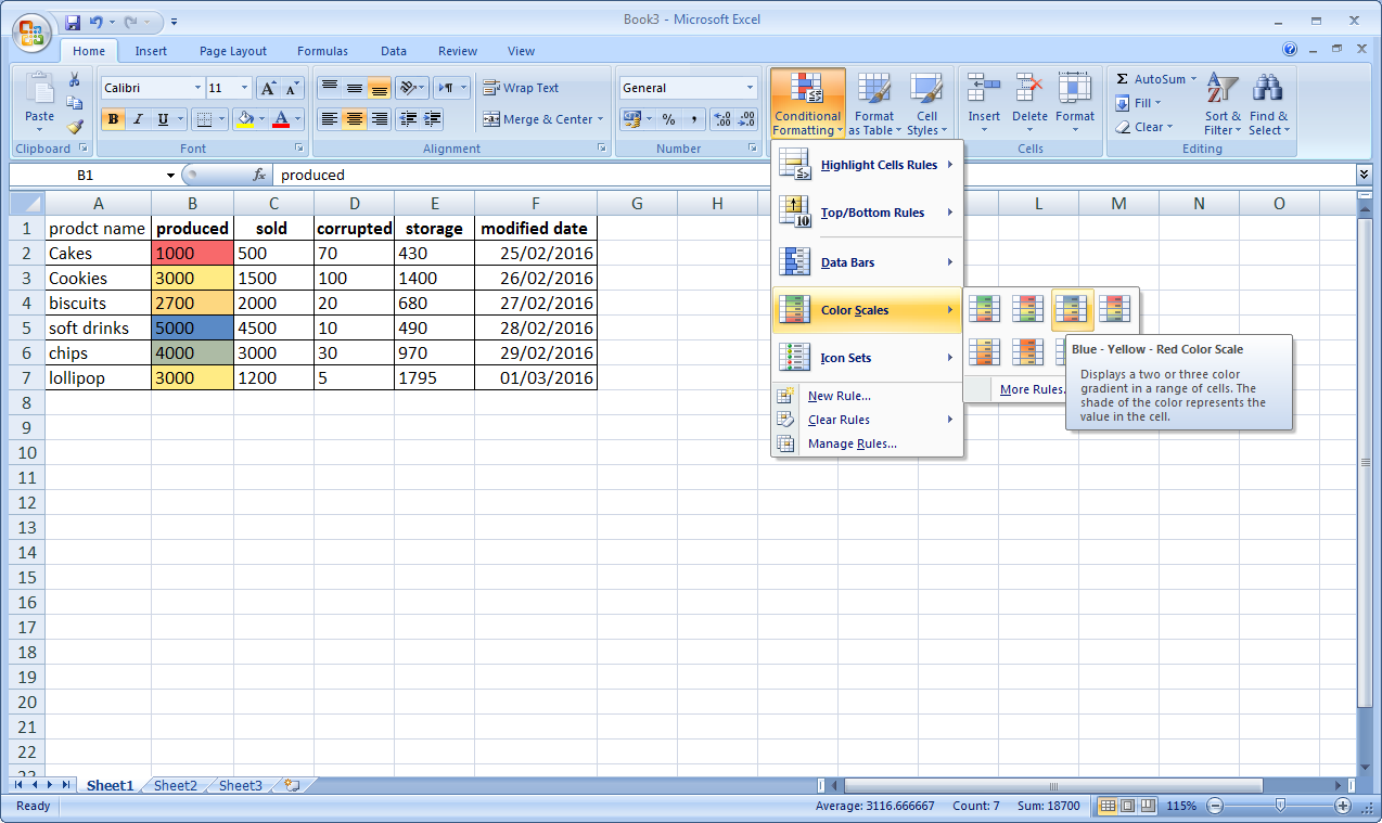 Lesson 16 : Excel conditional formatting ( color Scales ) :