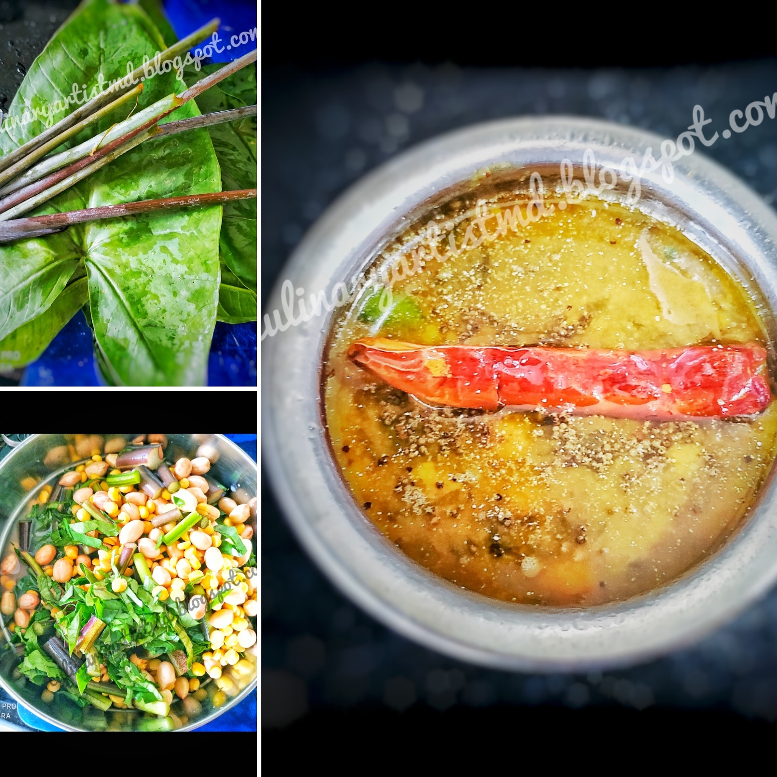 Maharashtrian Aluchi Bhaji or Colocasia or Taro or Patra leaves Curry