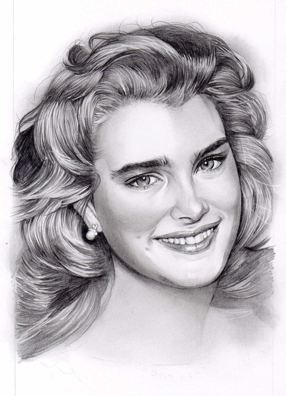NAMIL ART: Pencil Portrait Drawing (Into Memory 1980s) - Brooke Shields ...