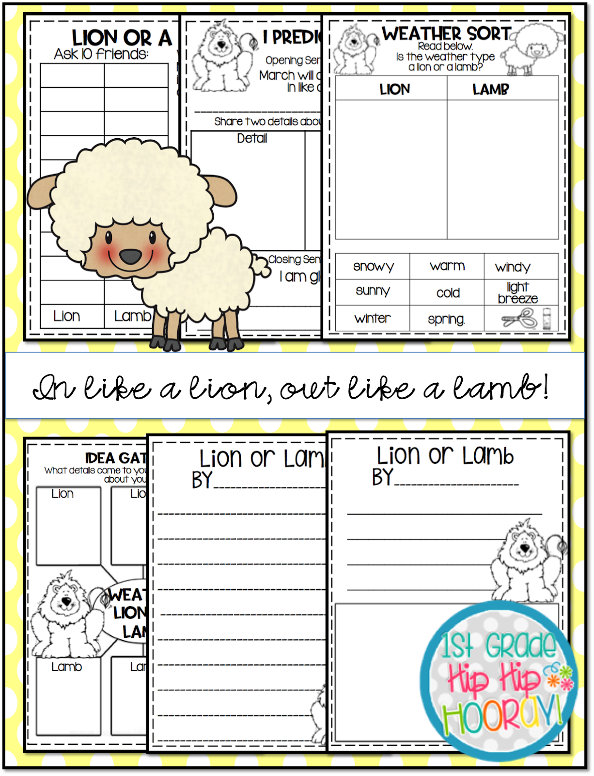1st Grade Hip Hip Hooray!: Lion or Lamb