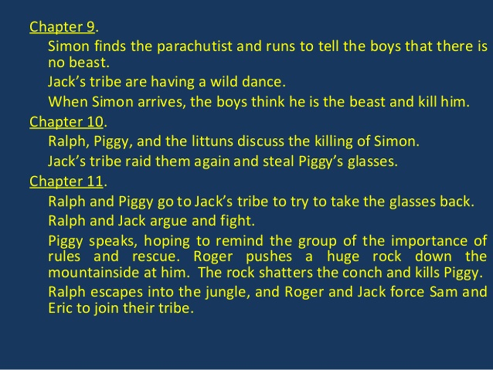 Grade 11: lord of the flies - chapters