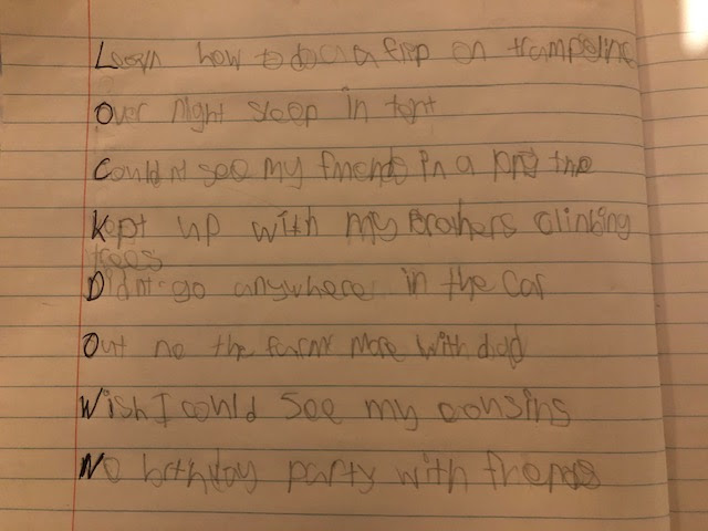 Team Maunga Nui @ Ohaeawai School: Susanna's Lockdown poem 11/5