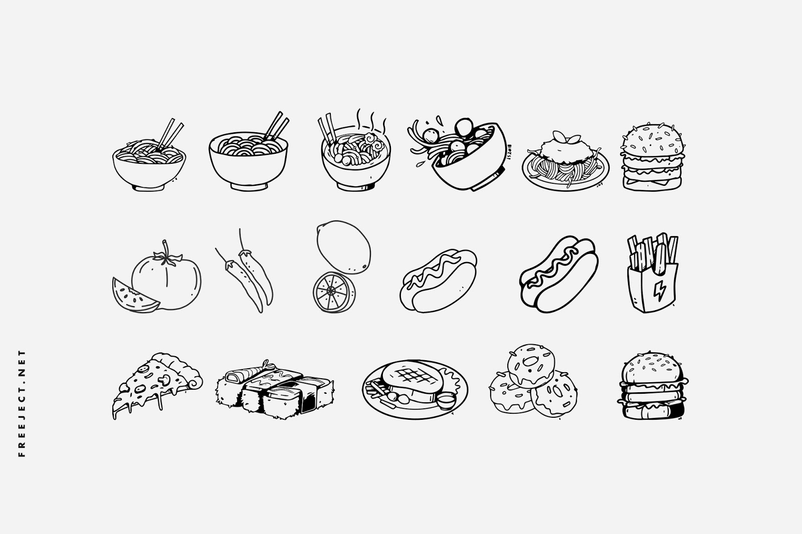 Free Download Food Hand Drawn Vector Illustration