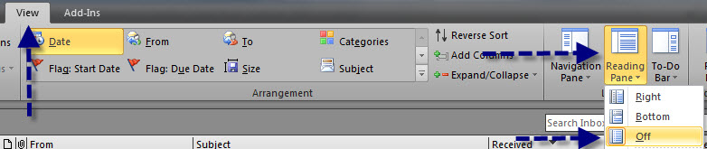 How To Disable remove turn Off The Preview Pane In Outlook 2010 how-to-disable-remove-turn-off-the-preview-pane-in-outlook-2010