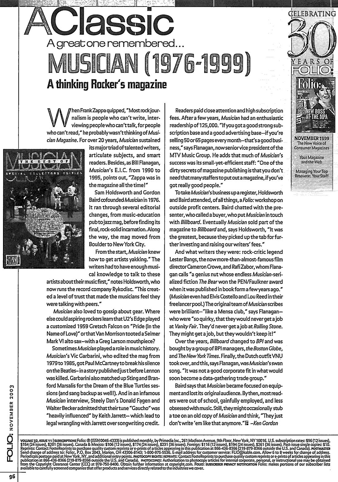 1976-1985: My Favorite Decade: Musician Magazine (1976-1999)