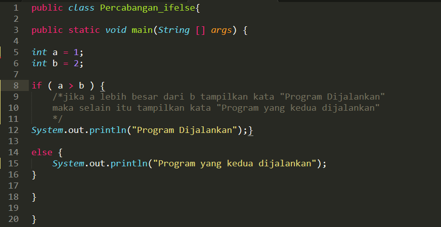 Penjelasan Fungsi percabangan IF ELSE pada pemograman Bahasa Java # ...