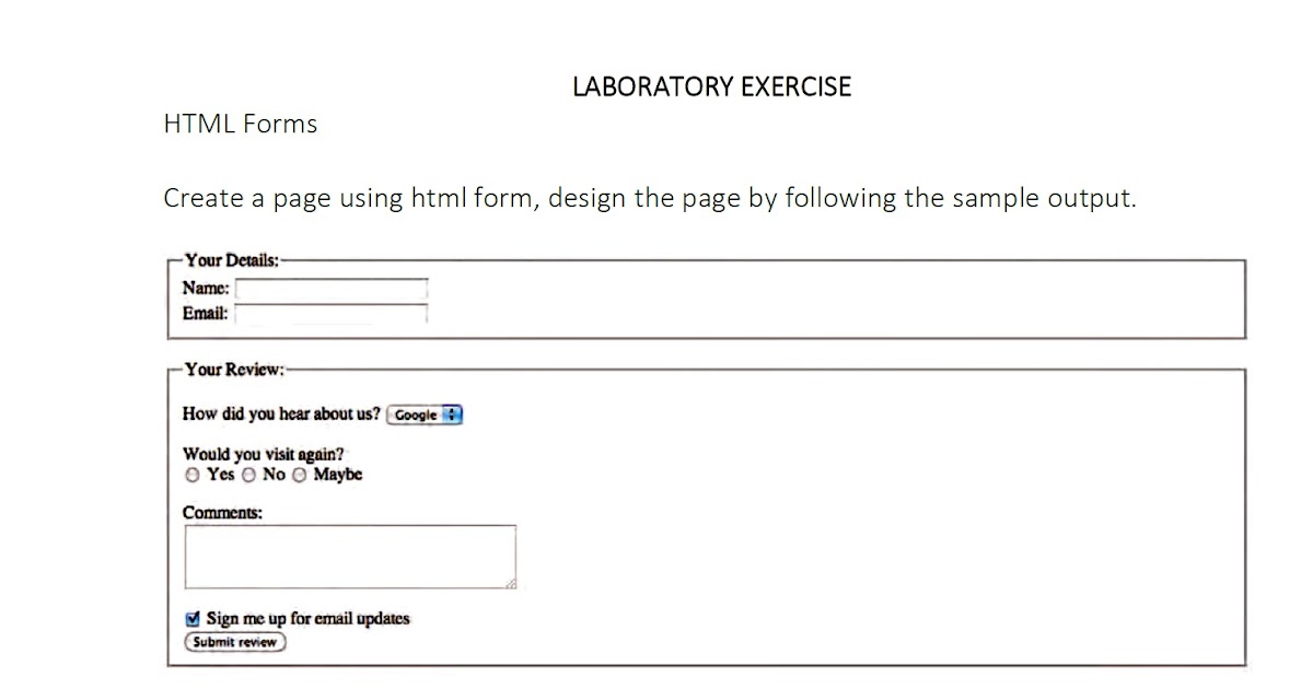 Activity for HTML Forms