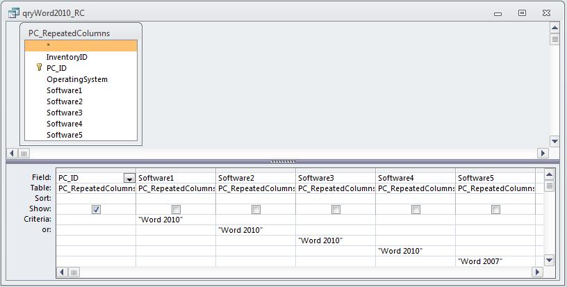 Roger's Access Blog: Querying Repeated Columns: Multiple ORs Roger's Access Blog: Querying Repeated Columns: Multiple ORs