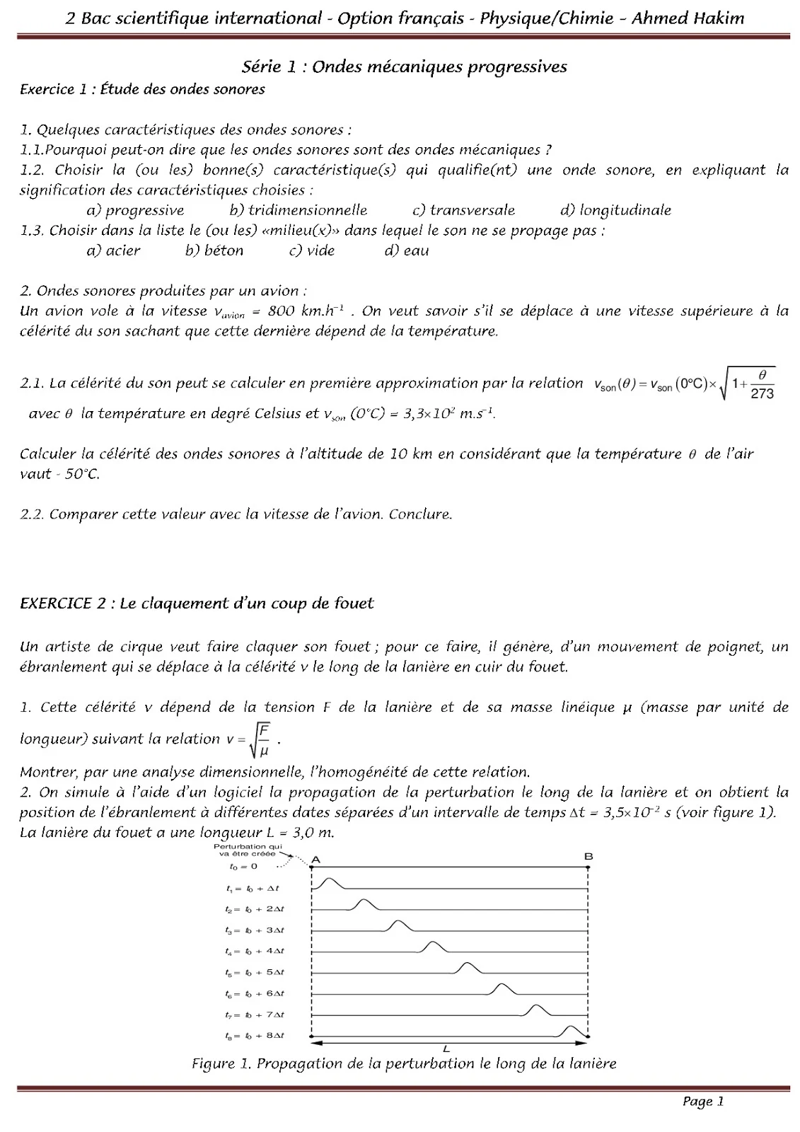 Exercices corrigés des ondes mécaniques périodiques